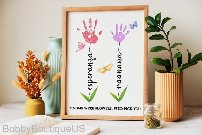 Mother's Day Handprint Sign, Personalized Mum Gift, Nanny Craft Gift ...