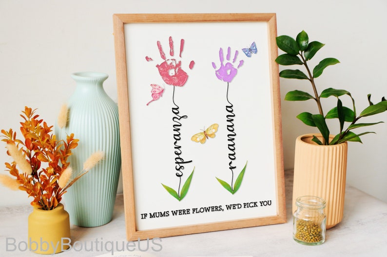 Mother's Day Handprint Sign, Personalized Mum Gift, Nanny Craft Gift ...