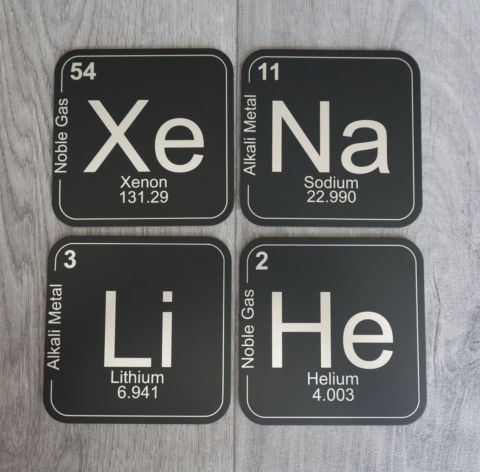 Periodic Table Element Coasters, Set of Four. Made From Fiberglass ...