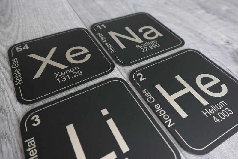 Periodic Table Element Coasters, Set of Four. Made From Fiberglass ...