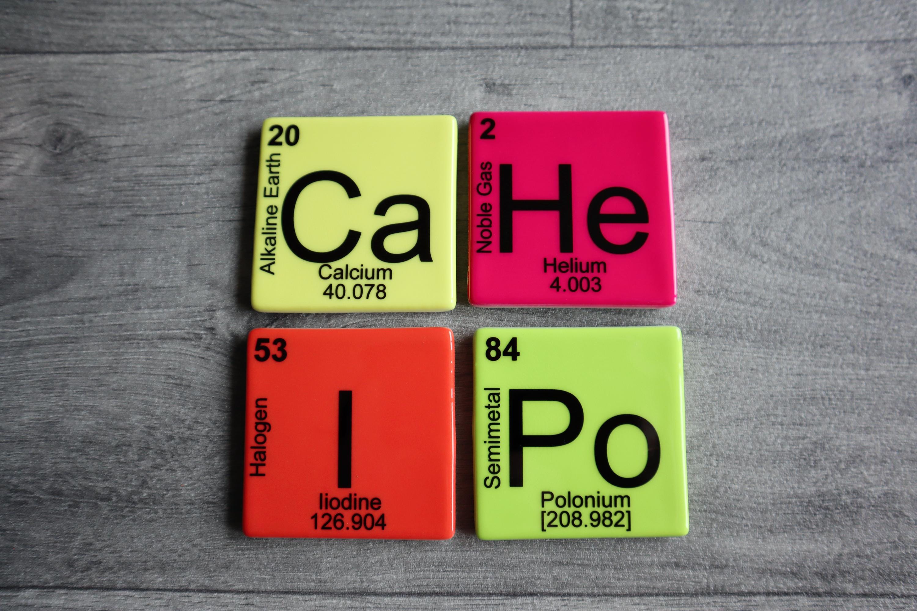 Periodic Table of Elements Ceramic Magnets, Set of 4 Chemistry Magnets ...