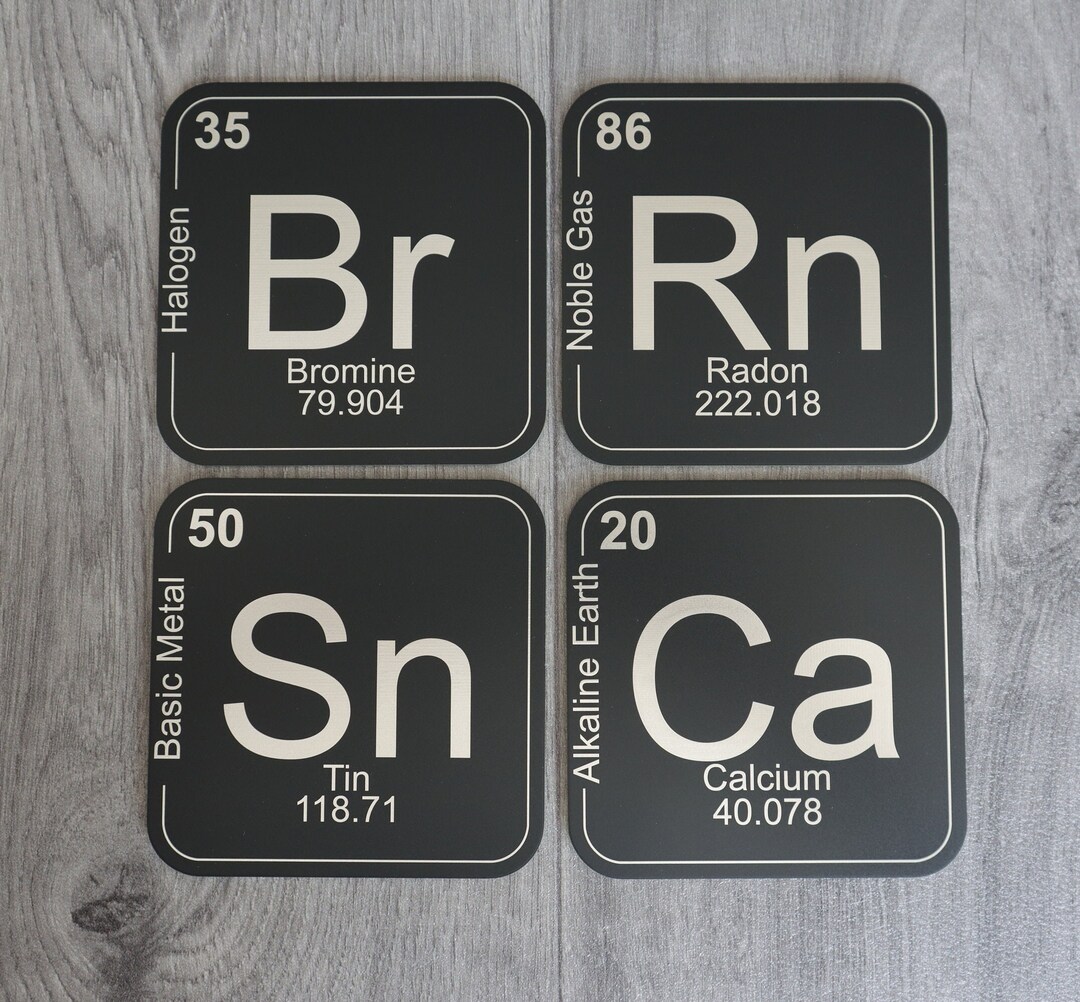 Chemistry Coasters, Set of Four. Periodic Table of Elements Design ...