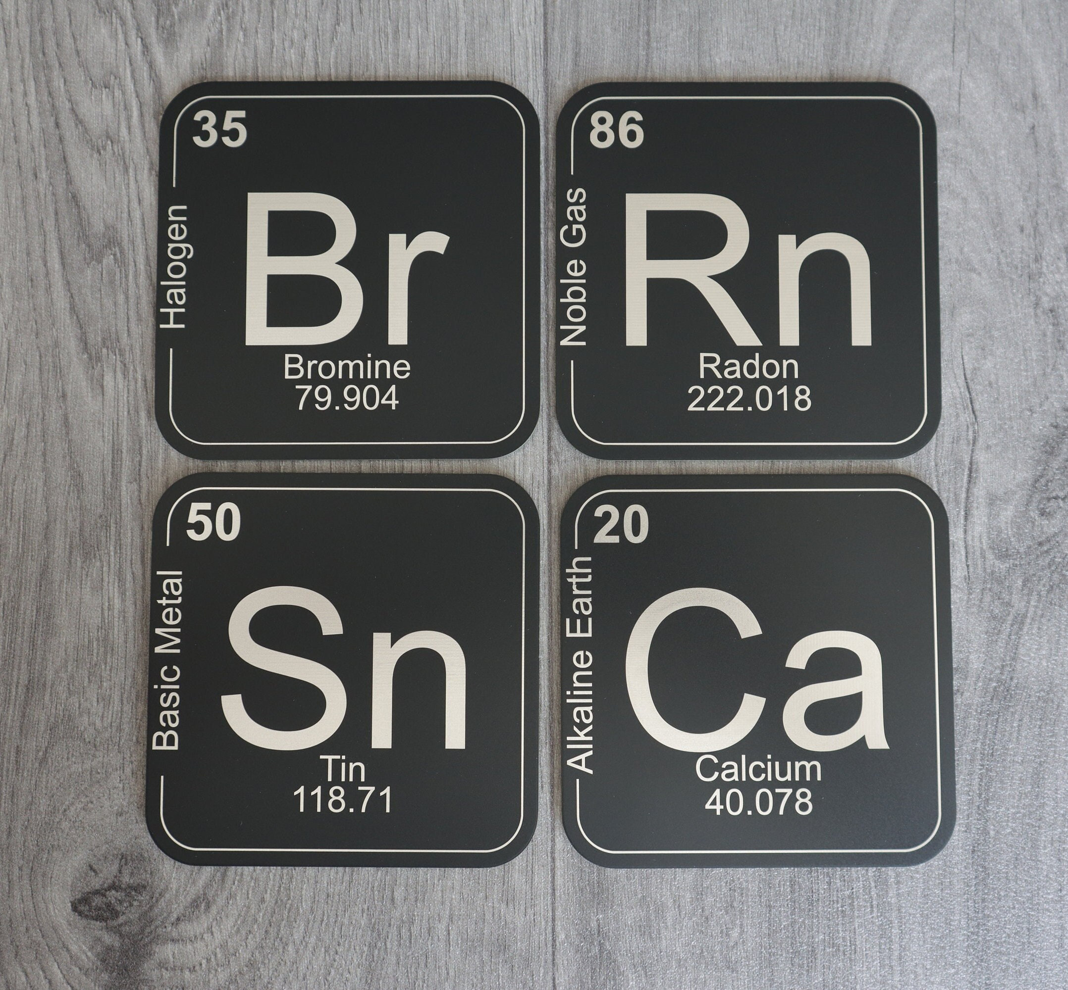 Chemistry Coasters, Set of Four. Periodic Table of Elements Design ...