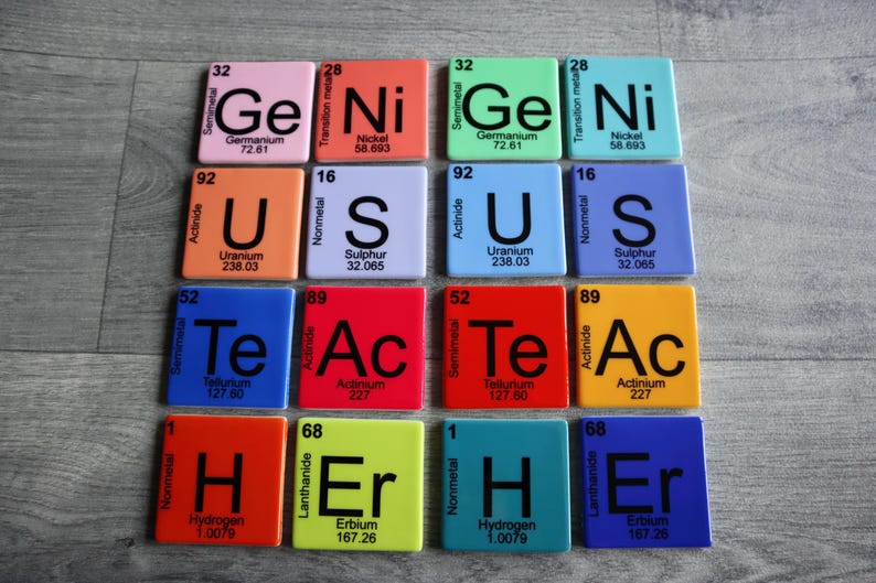 Periodic Table of Elements Ceramic Magnets, Set of 4 Chemistry Magnets ...