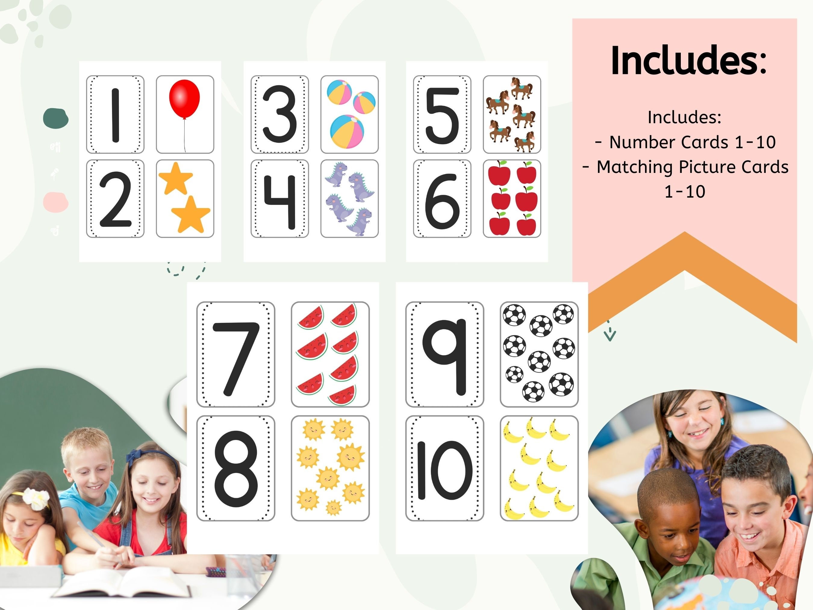 Number Cards, Counting Cards, Toddler Learning Printable, Printable ...
