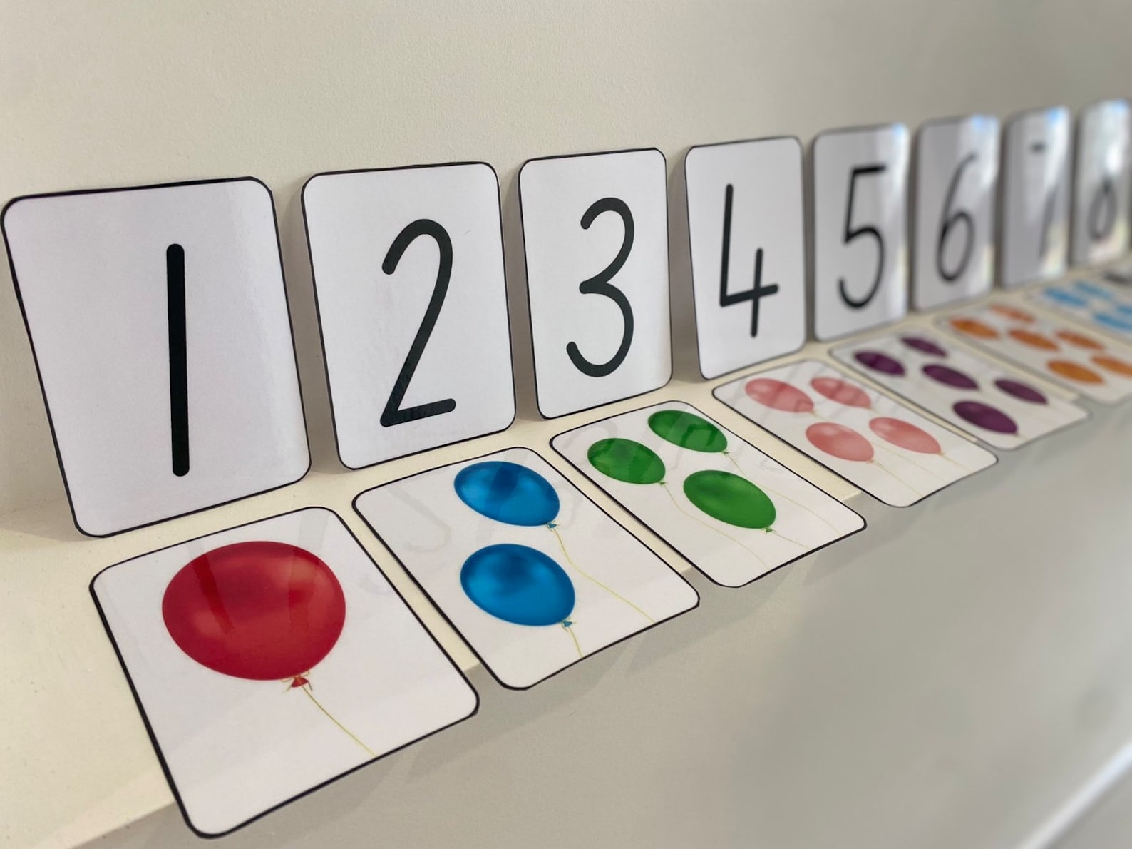 Balloon Theme 1-10 Number Flash Cards, Colour and Quantity Matching ...