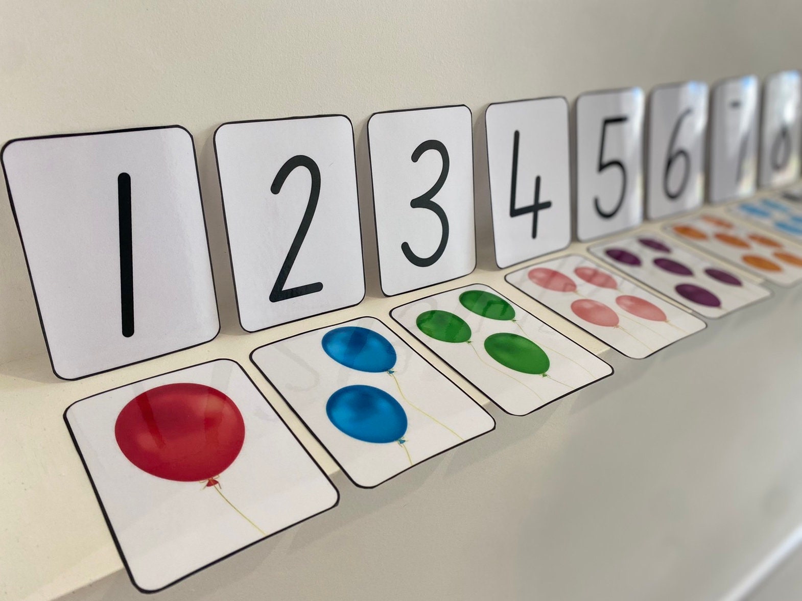 Balloon Theme 1-10 Number Flash Cards, Colour and Quantity Matching ...