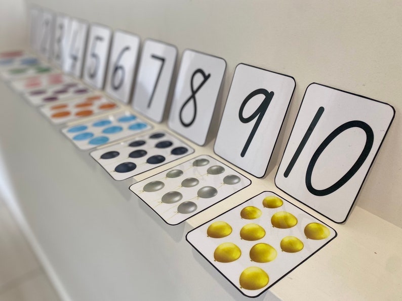 Balloon Theme 1-10 Number Flash Cards, Colour and Quantity Matching ...