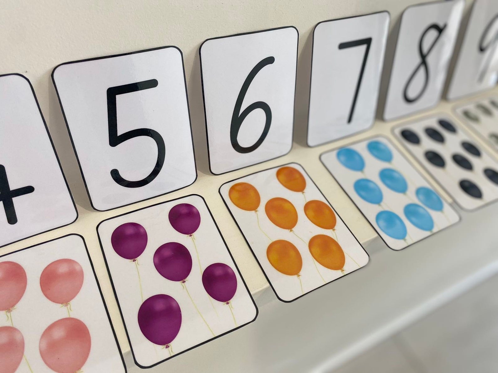 Balloon Theme 1-10 Number Flash Cards, Colour and Quantity Matching ...