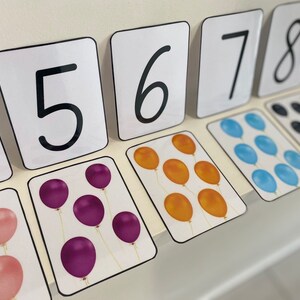 Balloon Theme 1-10 Number Flash Cards, Colour and Quantity Matching ...