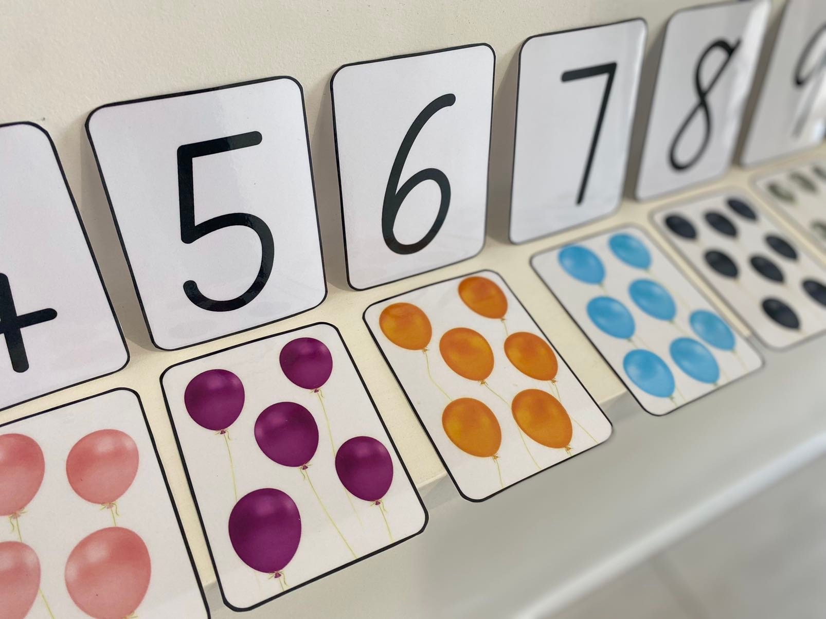 Balloon Theme 1-10 Number Flash Cards, Colour and Quantity Matching ...