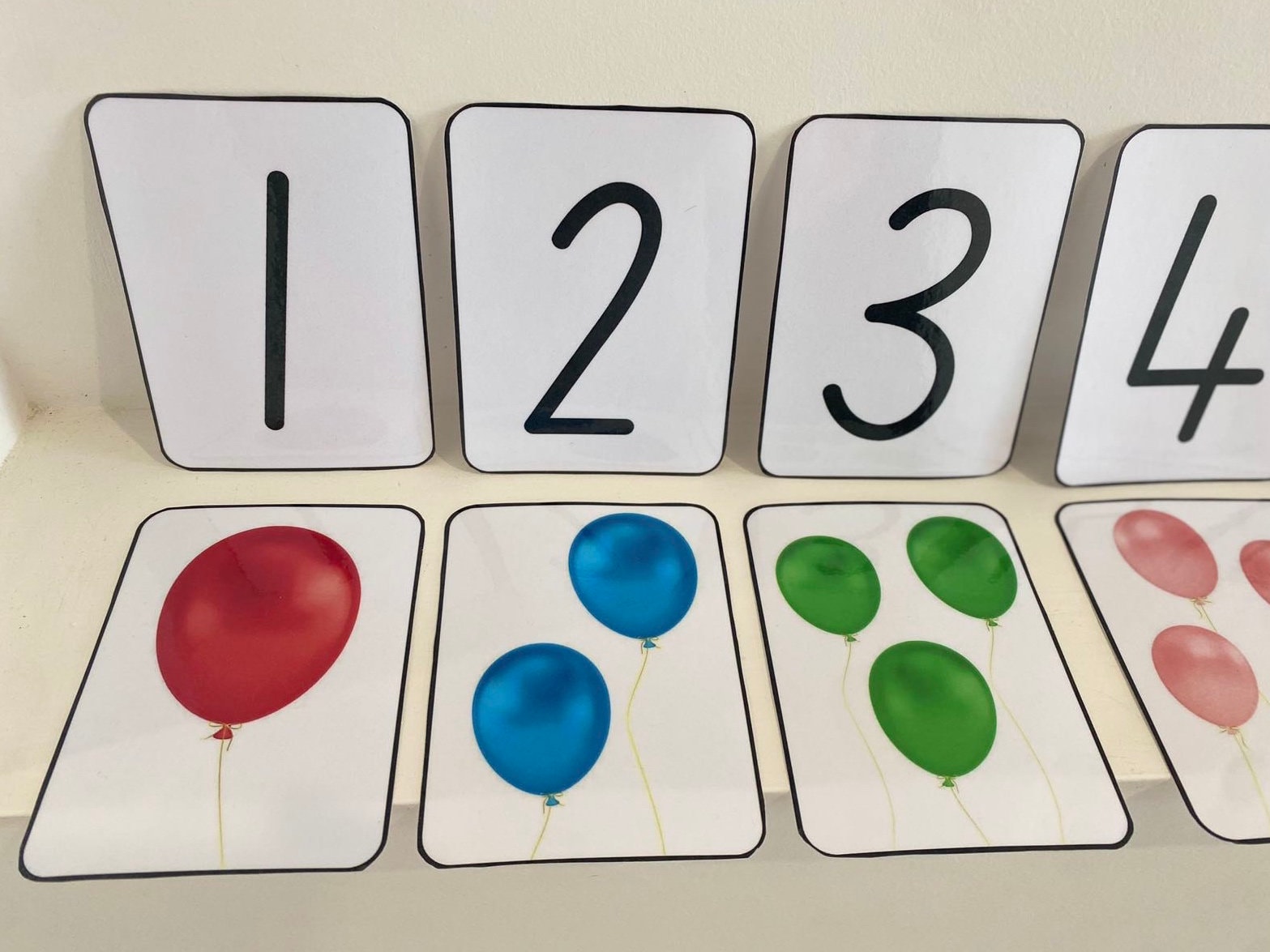 Balloon Theme 1-10 Number Flash Cards, Colour and Quantity Matching ...