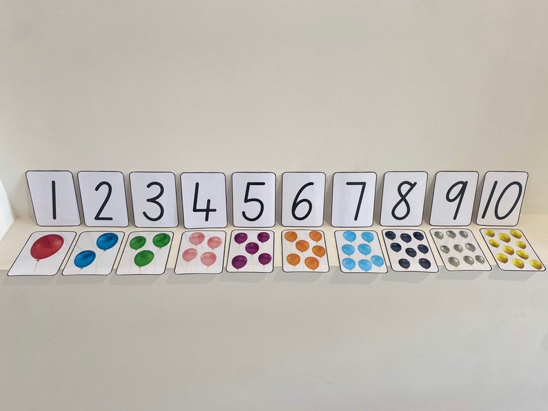 Balloon Theme 1-10 Number Flash Cards, Colour and Quantity Matching ...