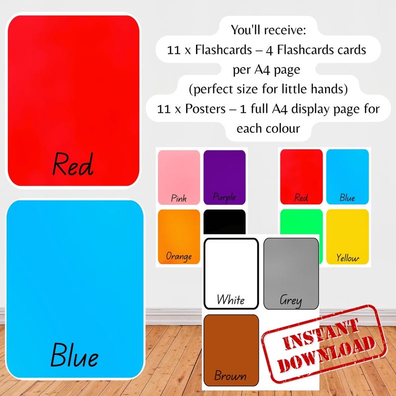 Printable Colour Flashcards & Posters, 11 Bright Colours | School-ready ...