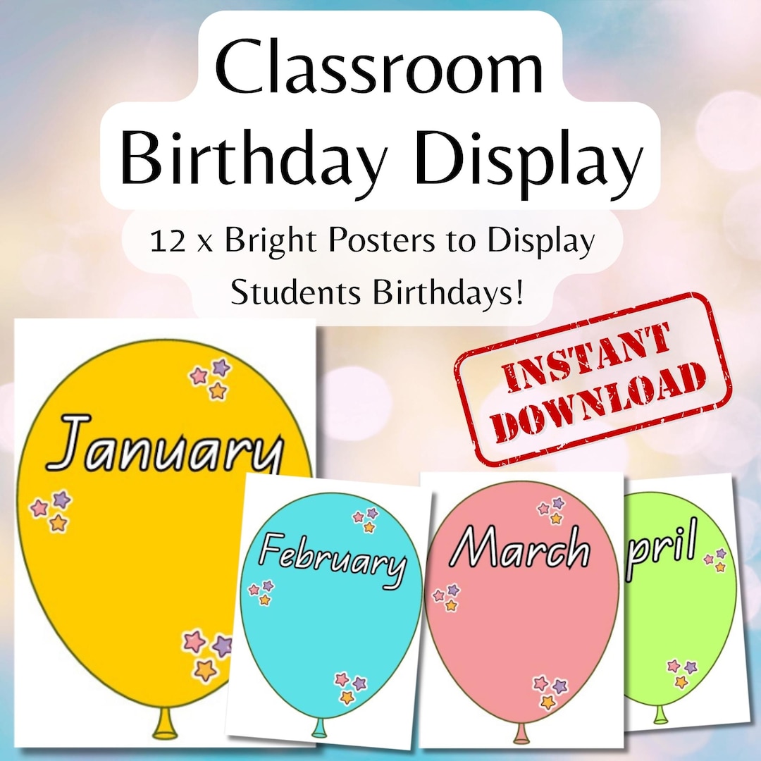 Birthday Classroom Display Balloons – Colourful Teacher-made Wall Décor ...