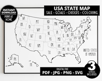 US Travel Map Fill in Map Color in Map US Color Map - Etsy