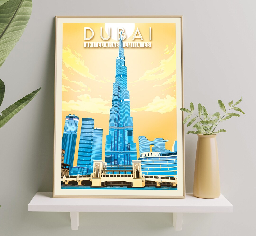 Dubai Poster | Burj Khalifa Travel Print | United Arab Emirates ...