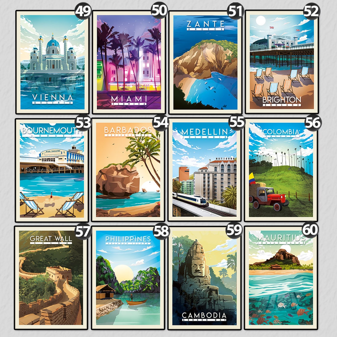Travel Postcards World Postcards Postcard Print Gift - Etsy
