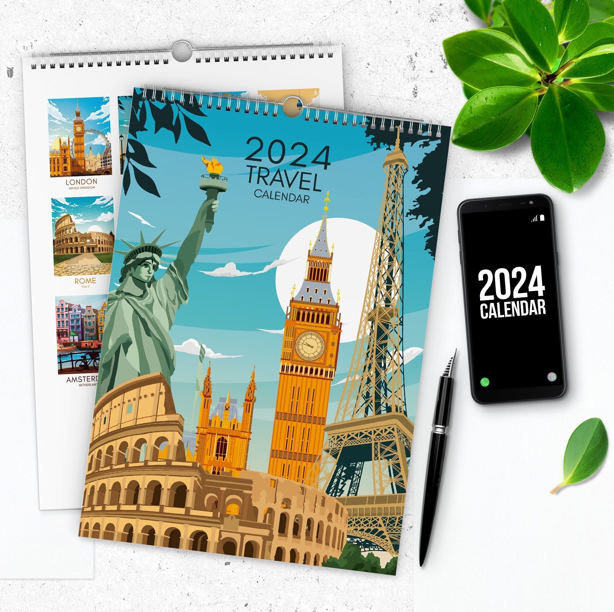 Calendar 2024 Travel Calendar Organised Monthly Calendar - Etsy UK