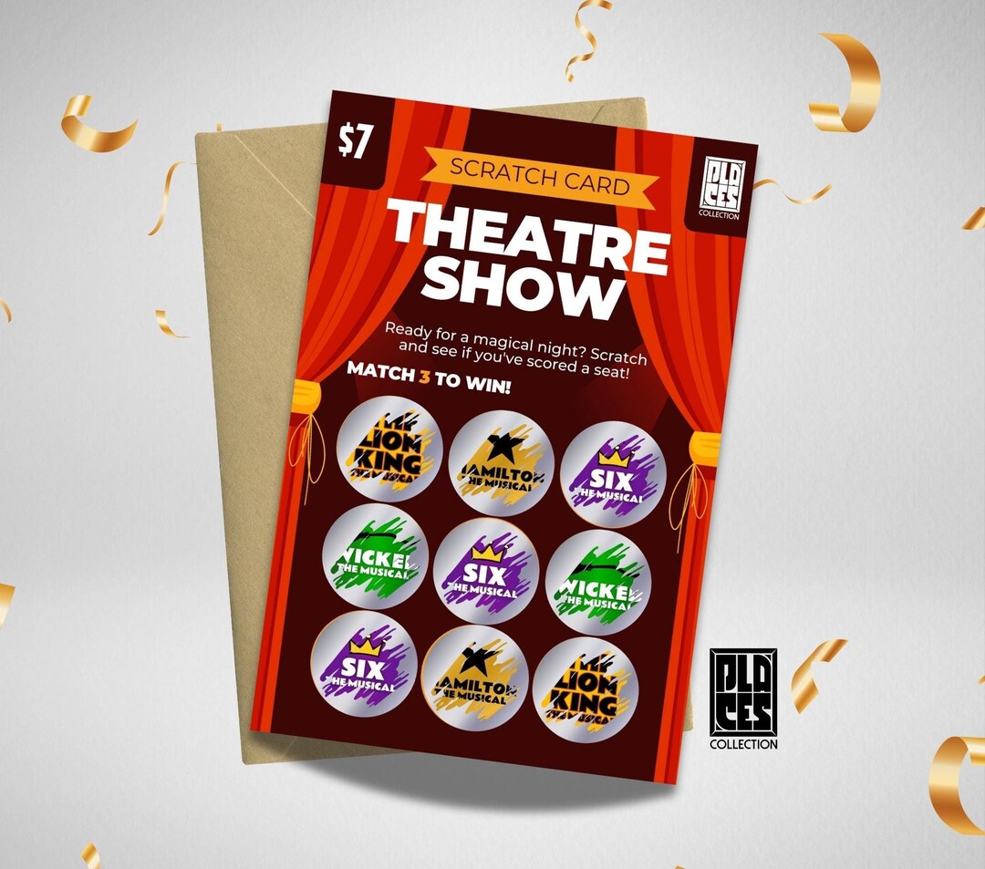 Musical Theatre Scratch Card Gift Idea Show Theatre Musical Concert ...