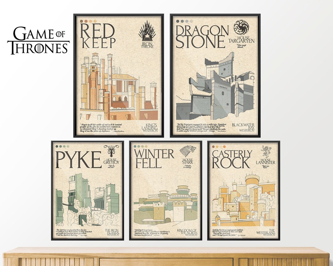 Castles GOT Wall Art Print Dragonstone Winterfell Poster Red Keep Art ...