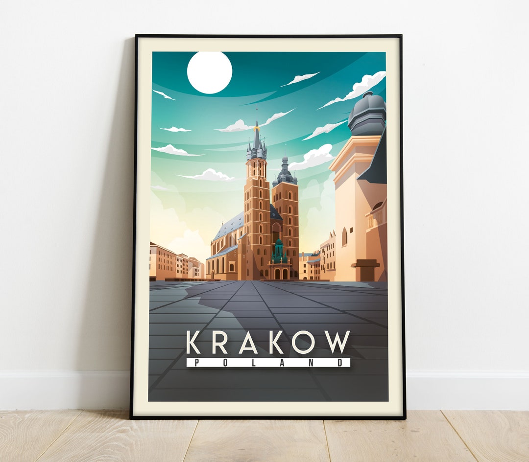 Printable City Krakow Wall Art Poland Travel Poster Church St Mary’s ...