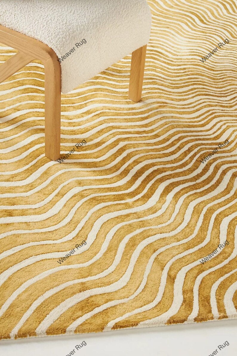 Sun Ray Hand Tufted Wool Rug Area Rug 8x10 Custom Modern Wave Rug ...