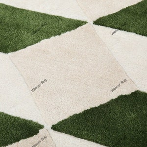 Emerald Green Hand Tufted Woolen Rug Area Rug Custom Tile Rug 5x8 6x9 ...