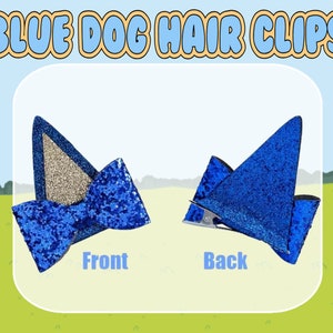 Hair Clips Dog Ears ~ Inspired Bluey Hair Clips ~ Great for Dress up or ...