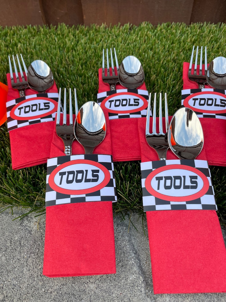Race Birthday Utensil Wrapper ~ Race Car Birthday Décor ~ Hot Wheel ...