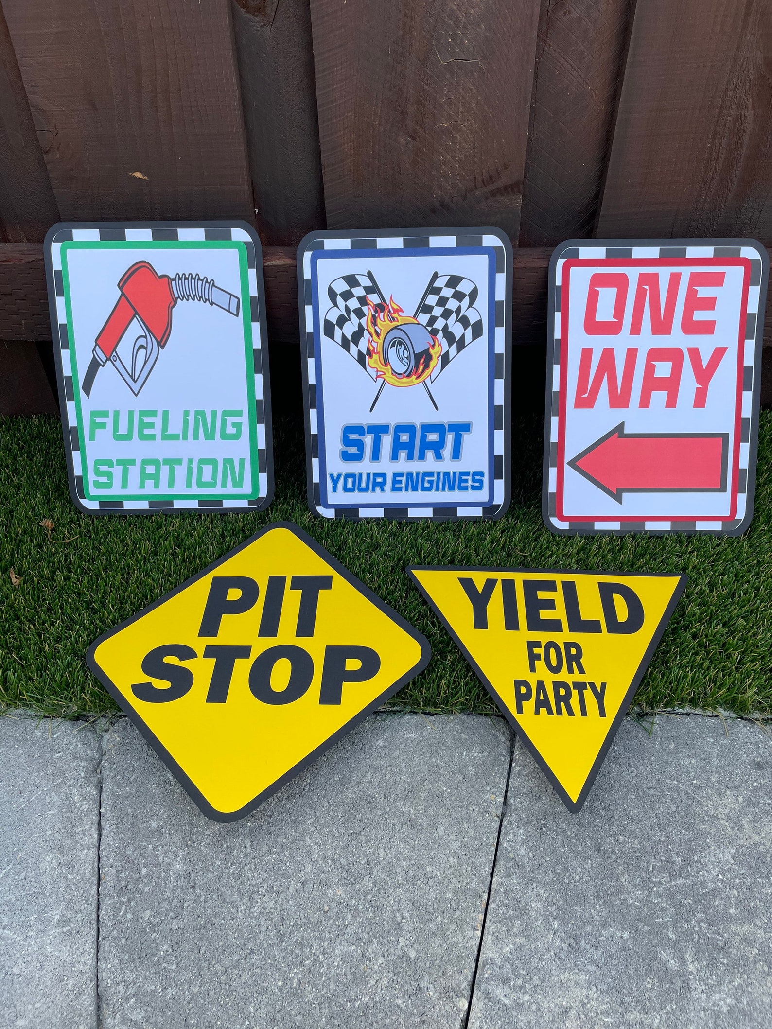 Race Car Party Signs Set of 5 Race Birthday Favors Hot - Etsy