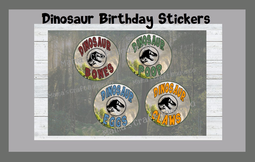 Dinosaur Birthday Stickers Dinosaur Birthday Party - Etsy