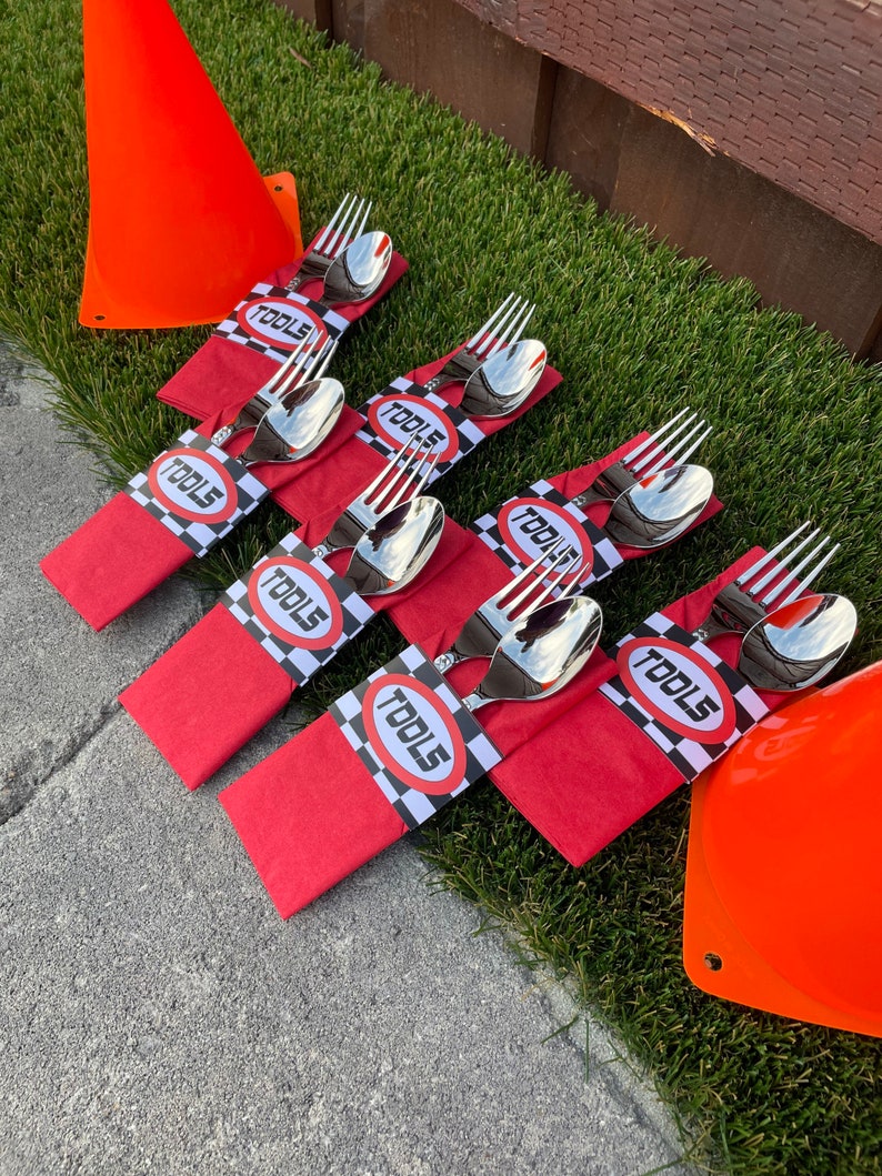 Race Birthday Utensil Wrapper ~ Race Car Birthday Décor ~ Hot Wheel ...