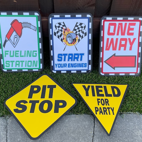 Race Car Party Signs Set of 5 Race Birthday Favors Hot - Etsy