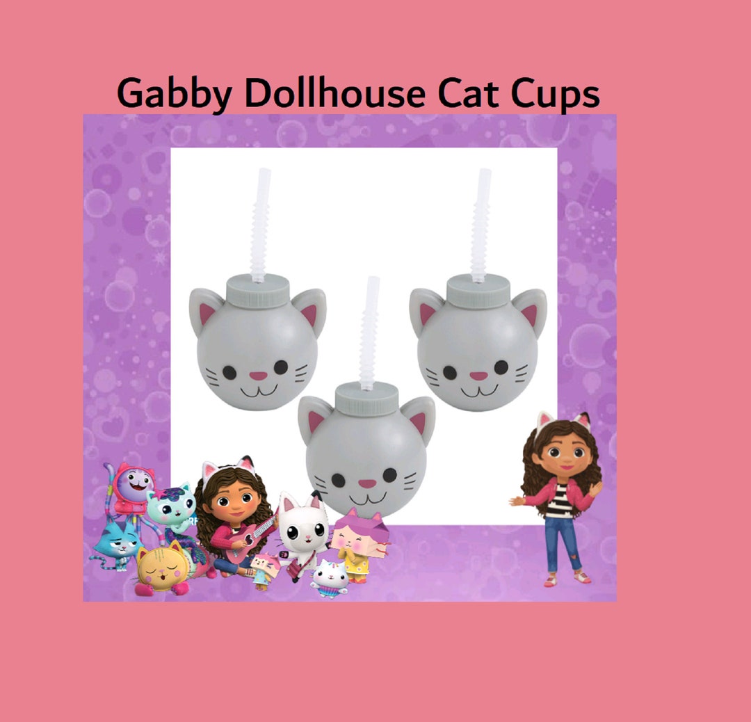 Gabby's Dollhouse Cat Cups With Straws Gabby's - Etsy