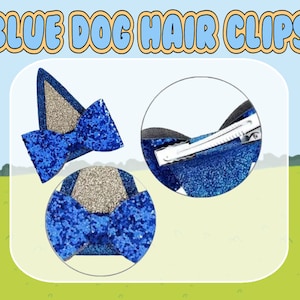Hair Clips Dog Ears ~ Inspired Bluey Hair Clips ~ Great for Dress up or ...