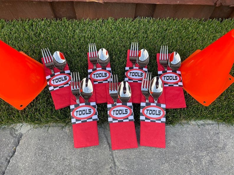 Race Birthday Utensil Wrapper Race Car Birthday Décor - Etsy