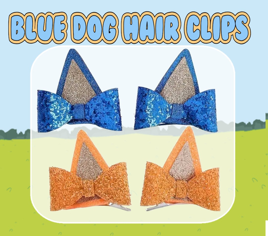 Hair Clips Dog Ears ~ Inspired Bluey Hair Clips ~ Great for Dress up or ...