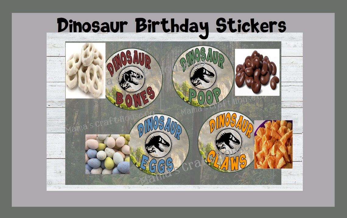 Dinosaur Birthday Stickers ~ Dinosaur Birthday Party ~ Jurassic ...