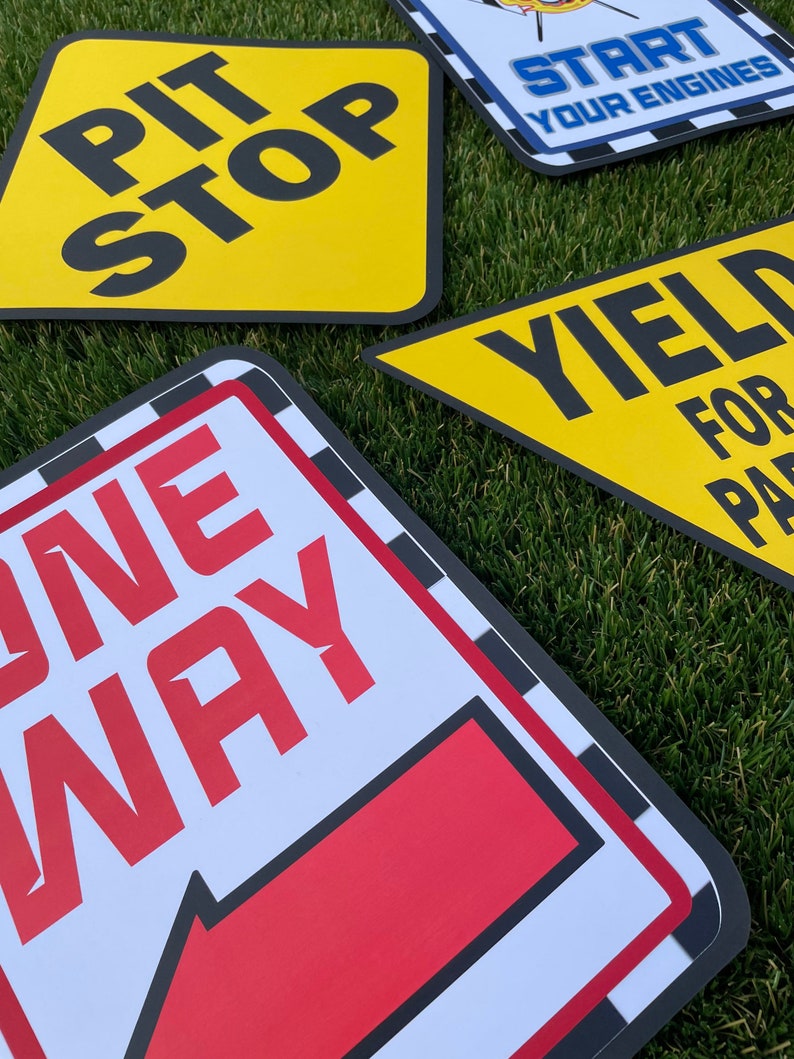 Race Car Party Signs Set of 5 Race Birthday Favors Hot - Etsy