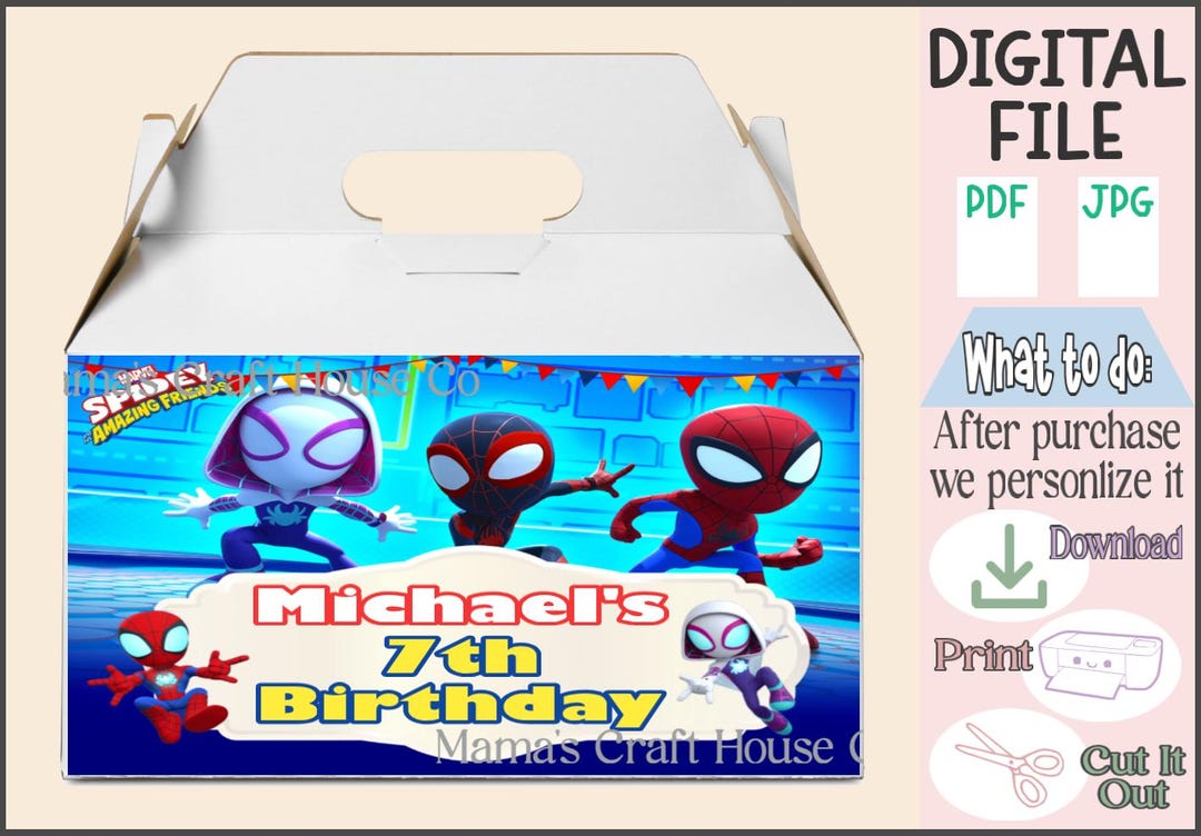 Personalized Spidey and His Amazing Friends Favor Box ~ PDF ~ Favors ...