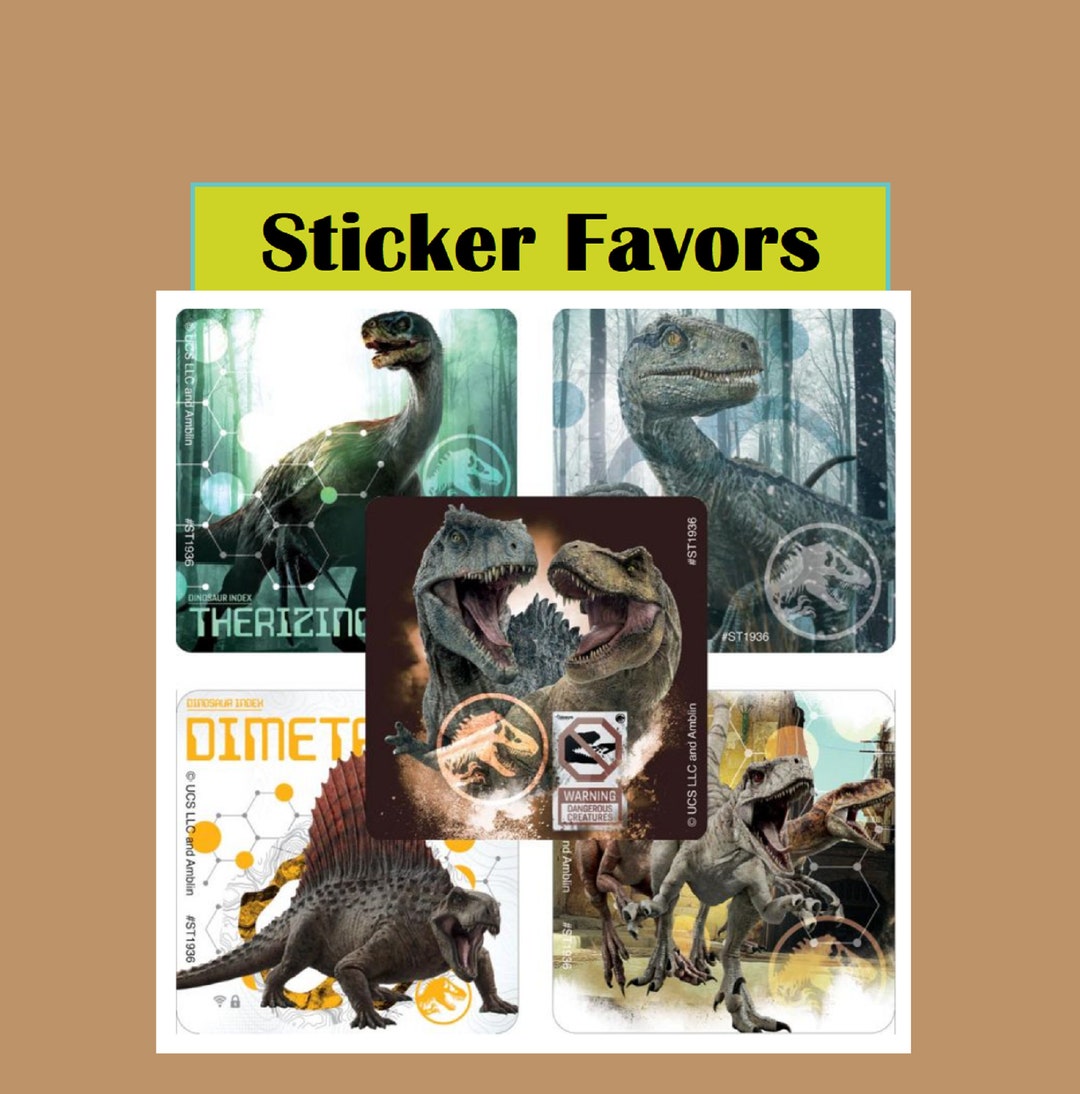 Jurassic World: Dominion Stickers ~ Jurassic Dinosaur Stickers ~ Favors ...