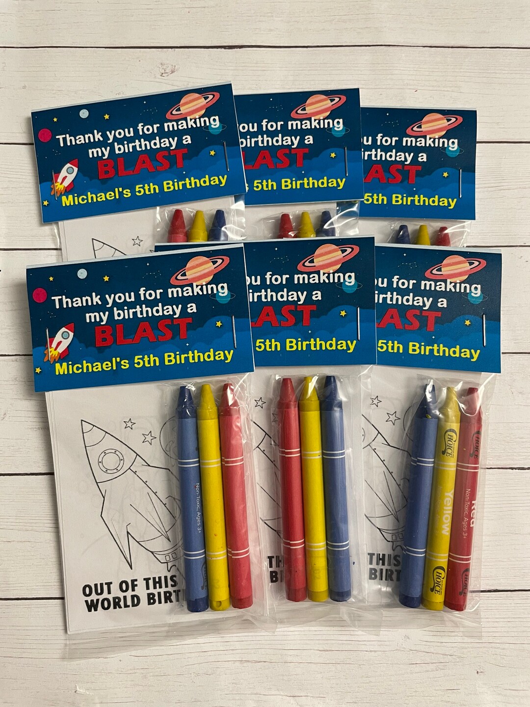 Personalized Space Color Favors ~ Favors ~ Crayon Favors ~ Boy or Girl ...