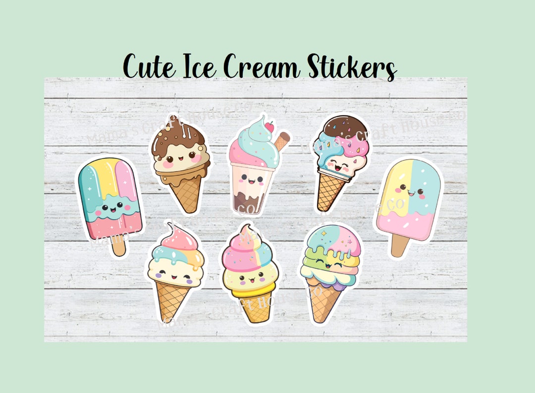 Very Cute Ice Cream Stickers ~ High Quality Waterproof Stickers ...