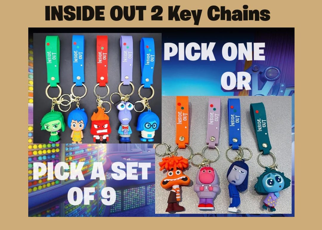 Inside Out 2 ~ Keychains ~ ONE OR ALL ~ Joy ~ Sadness ~ Anger ~ Disgust ...