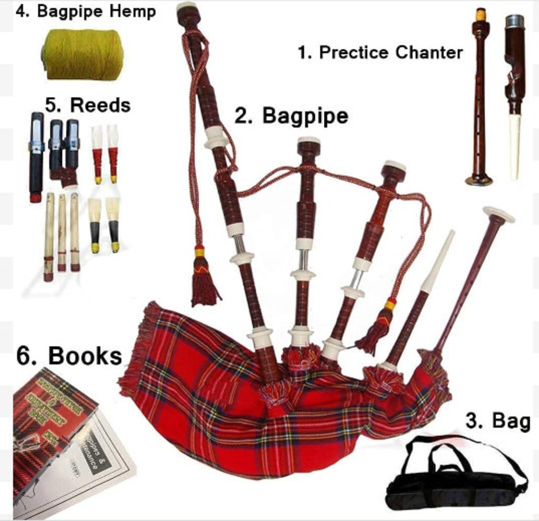 Scottish Full Size Bagpipe Sheesham Wood Black Red or Natural - Etsy
