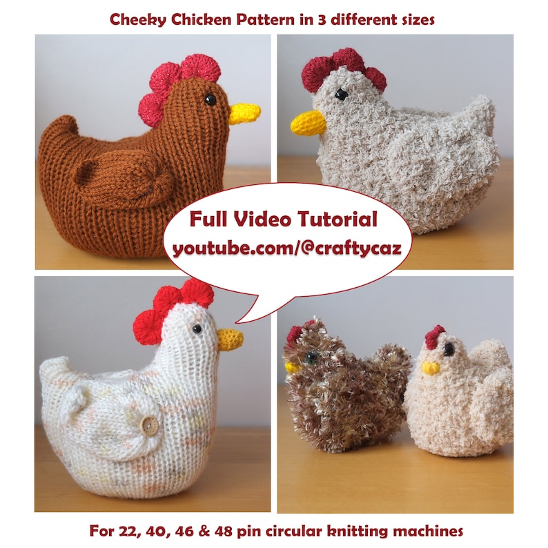 Cheeky Chicken Pattern in 3 Sizes for Circular Knitting Machines PDF ...