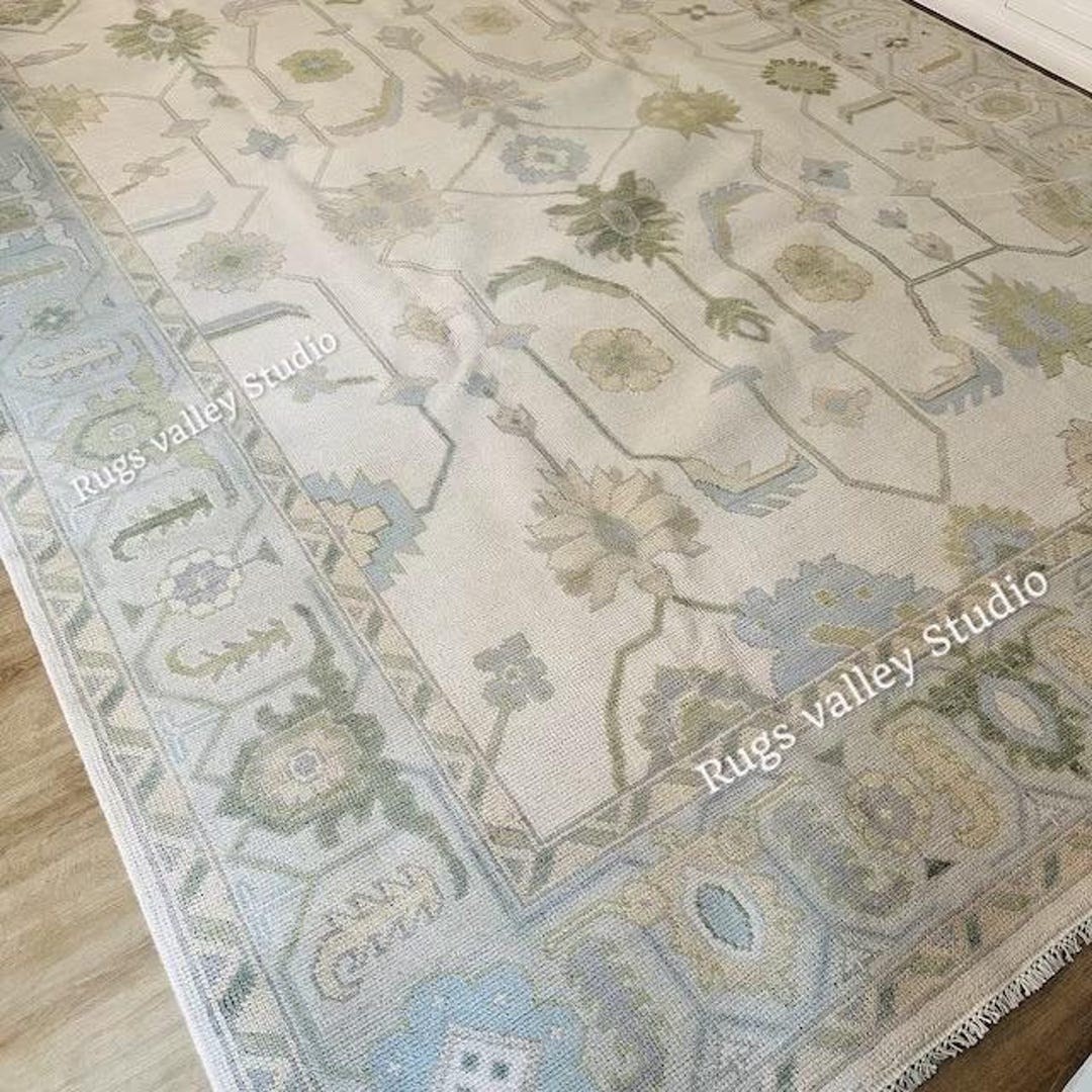 Hand Knotted Modern Oushak, Muted Area Oushak Rug, Wool Area Rug for ...