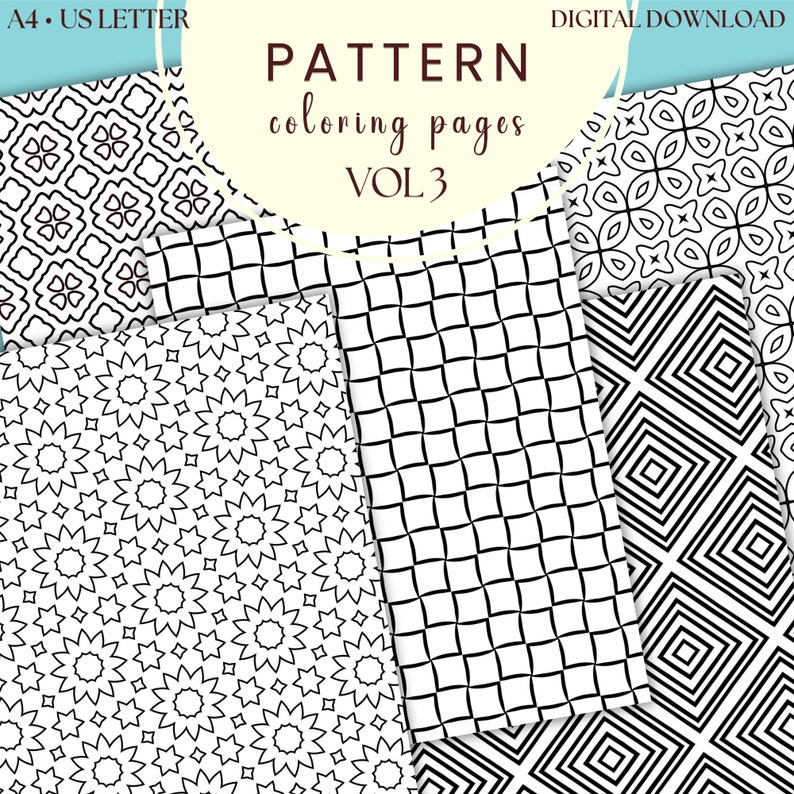 Pattern Coloring Pages - Vol 3, Relaxing Pattern Coloring Pages ...