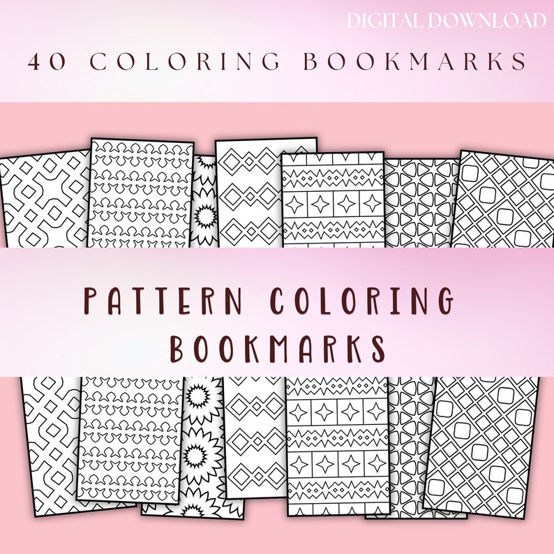 Pattern Coloring Bookmarks Geometric Bookmark Set to Color 40 Relaxing ...